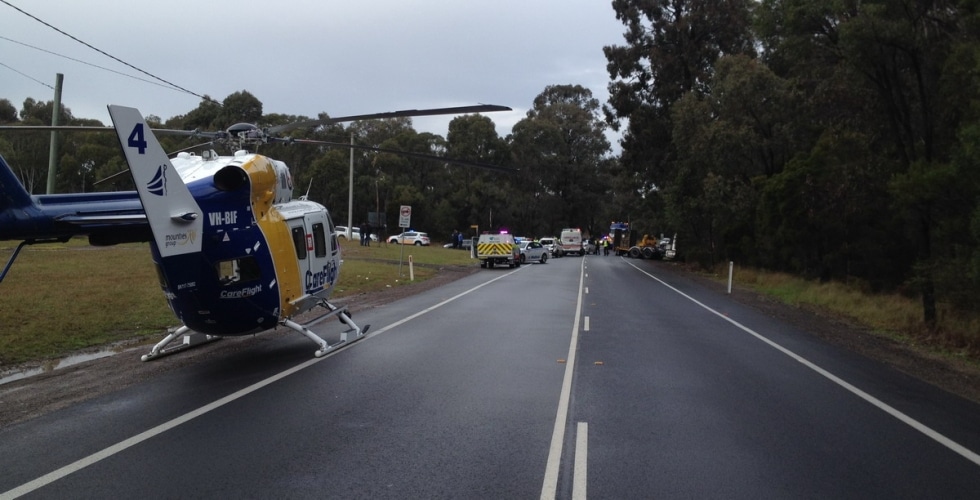 Woman airlifted after semi and car collide - CareFlight